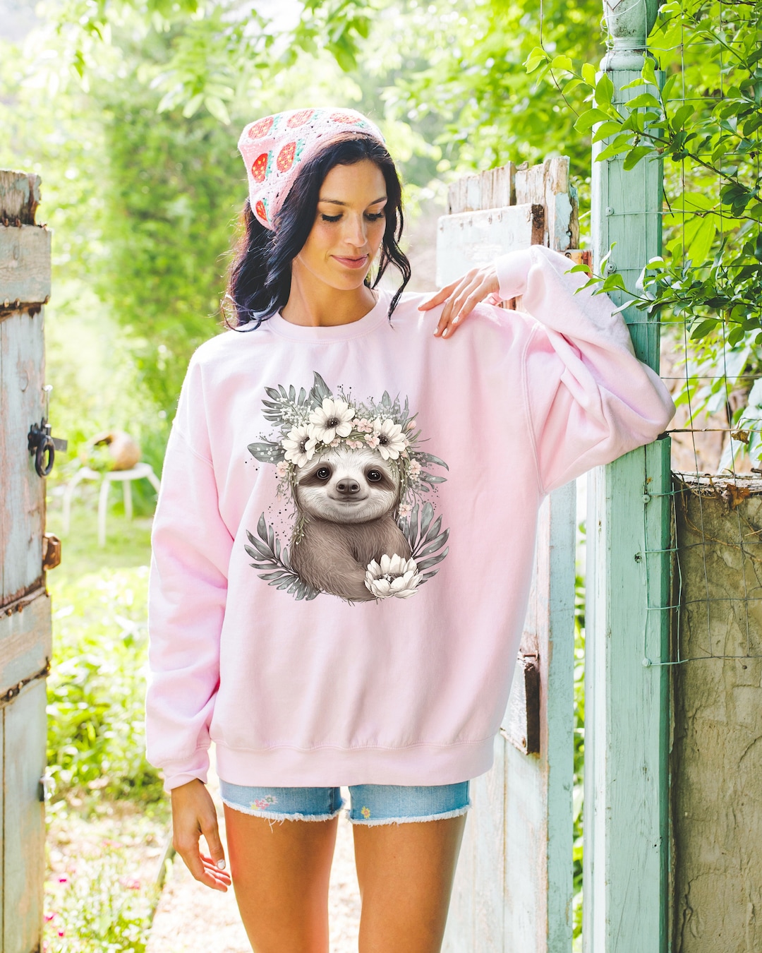 Cute Sloth Sweatshirt, Sloth Shirt, Floral Sloth Sweatshirt, Pretty ...
