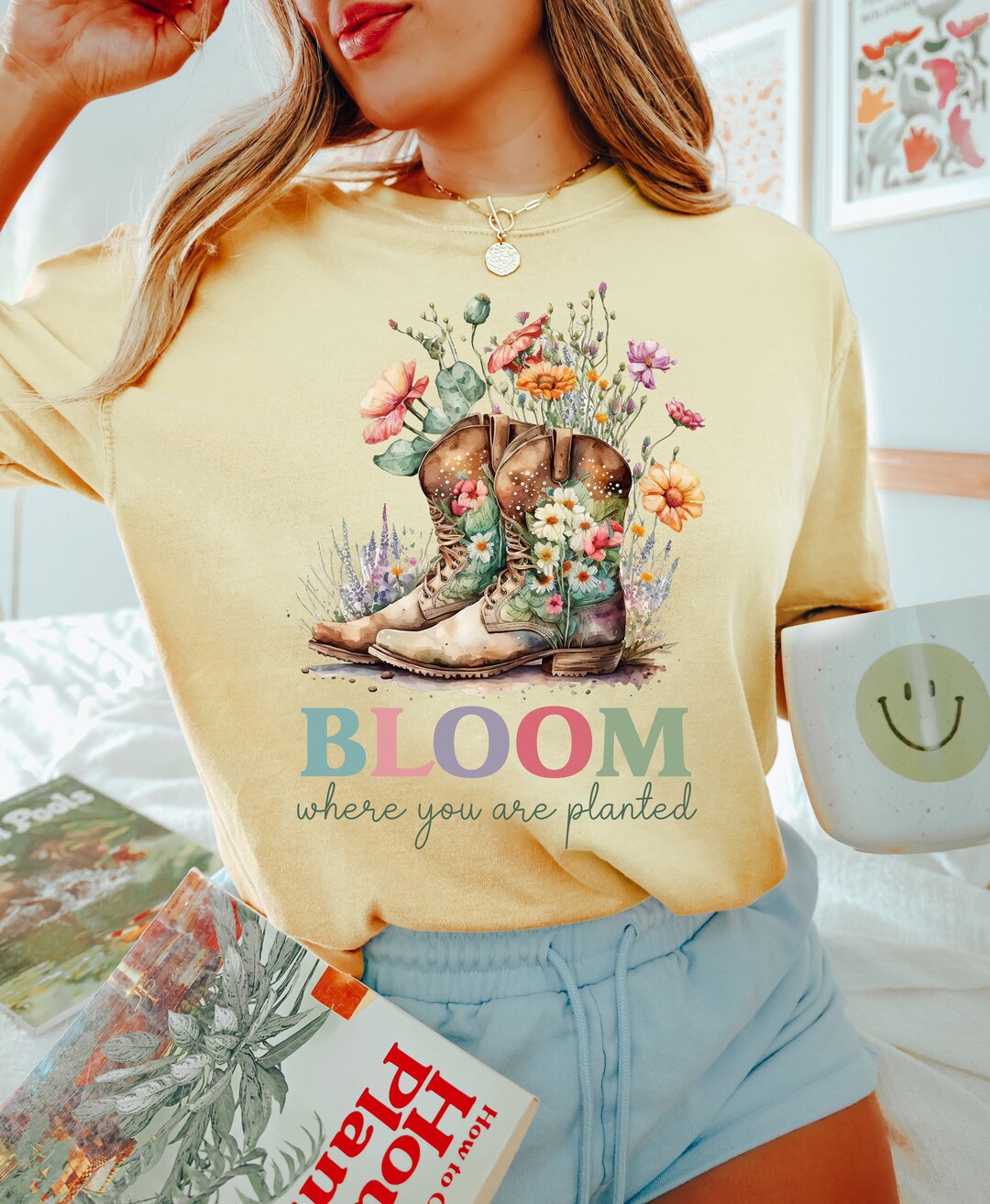 Spring Tshirt, Flower Tshirt, Bloom Where You Are Planted, Cottagecore ...