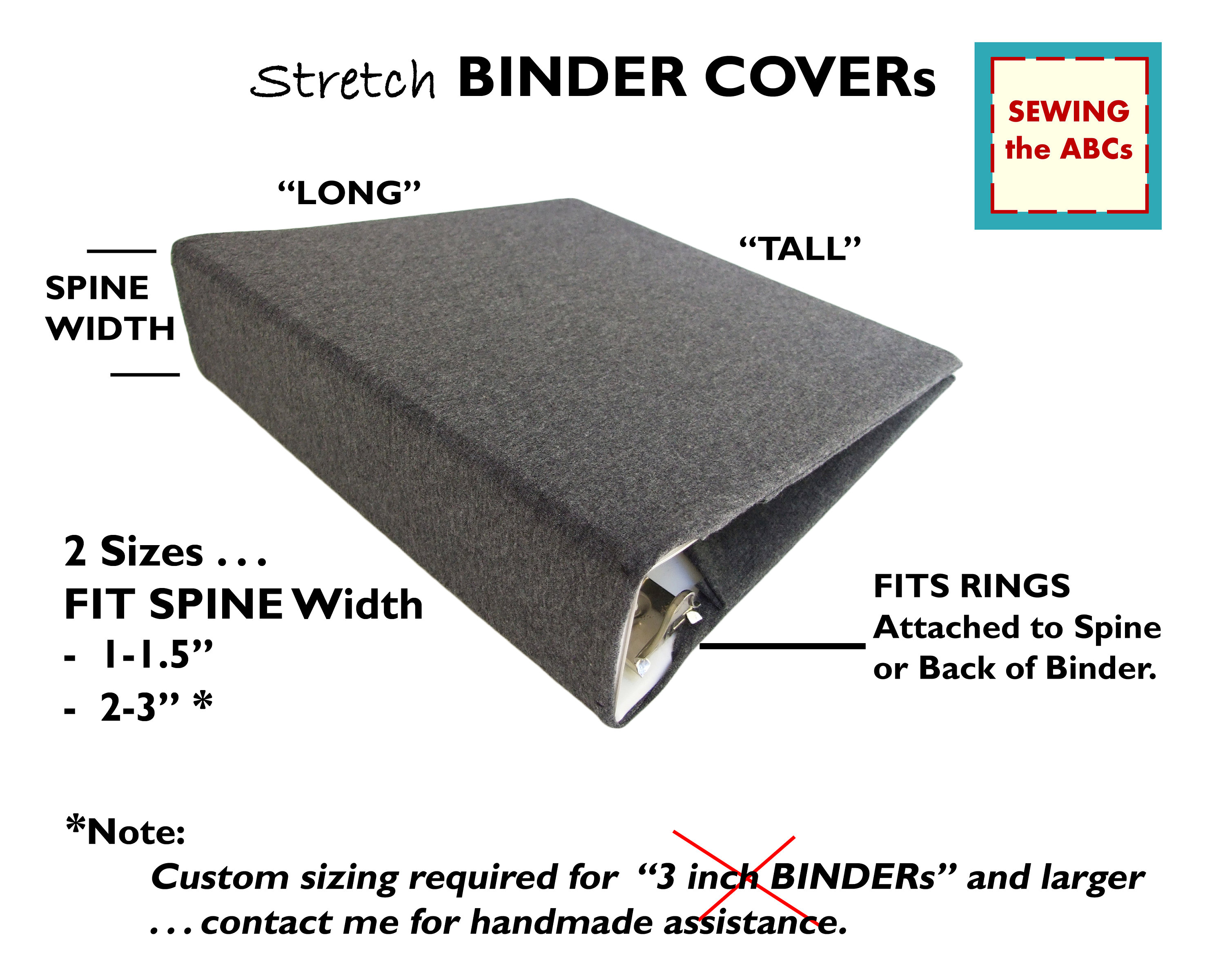 3 Ring Binder Cover CLASSIC COLLECTION You Choose Stretch Fabric Binder ...
