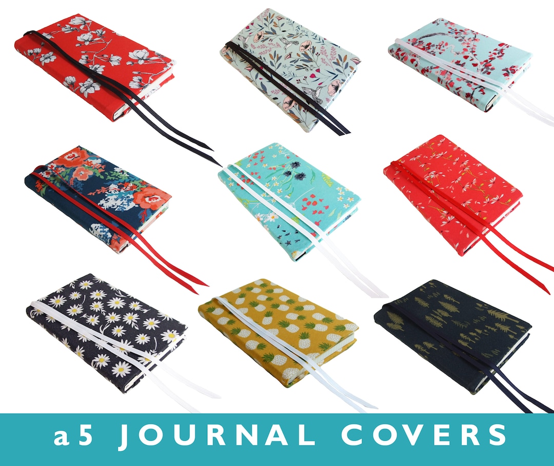 A5 Journal Cover Fabric Stretch A5 Notebook Cover in FLORAL and More ...