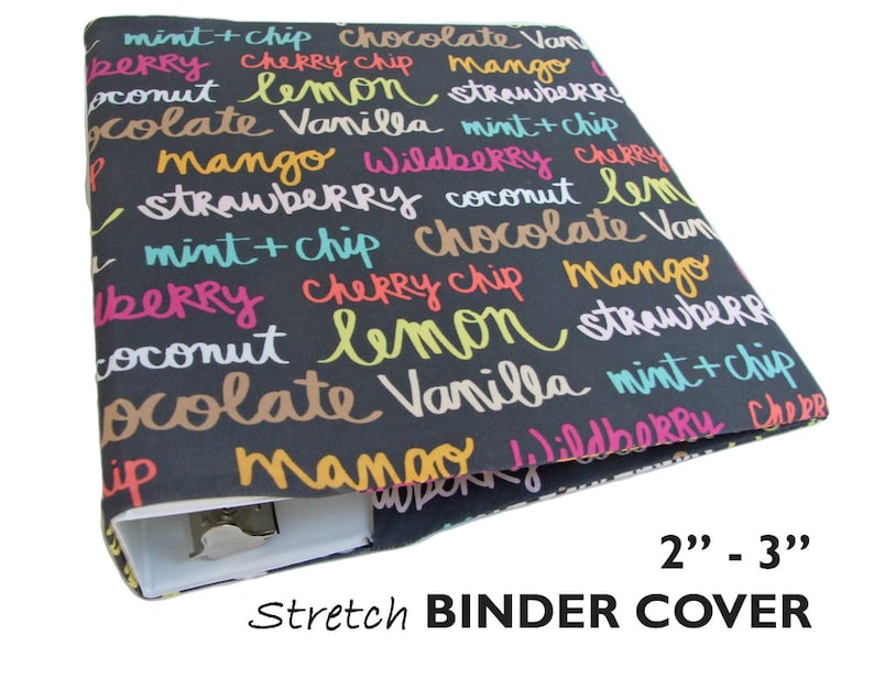 Recipe Binder Cover in ICE CREAM FLAVORS Stretch Fabric, Recipe 3 Ring ...