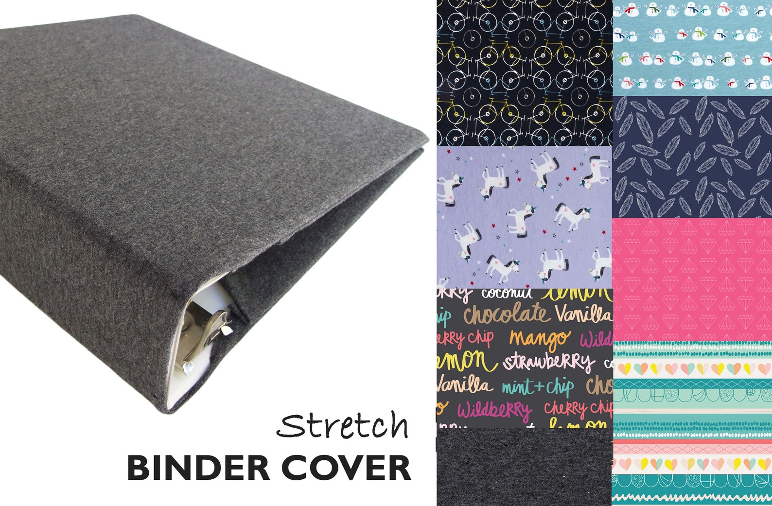 Fabric Binder Cover NOVELTY COLLECTION You Choose Stretch 3 Ring Binder ...