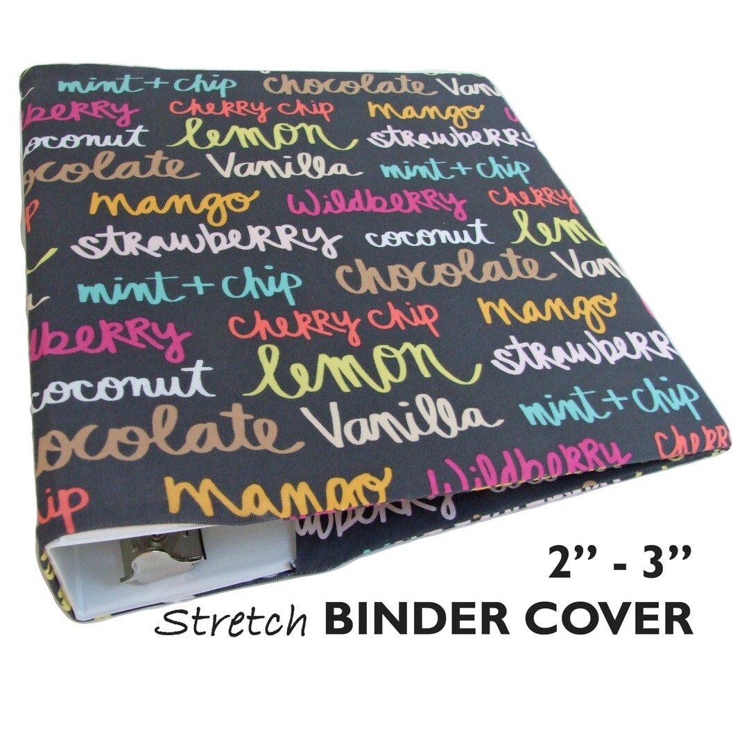 Recipe Binder Cover in ICE CREAM FLAVORS Stretch Fabric, Recipe 3 Ring ...