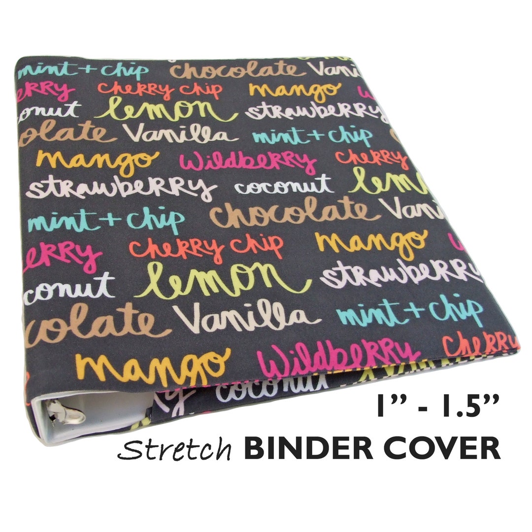 Recipe Binder, 3 Ring Binder Cover in ICE CREAM FLAVORS 1 1.5 Stretch ...