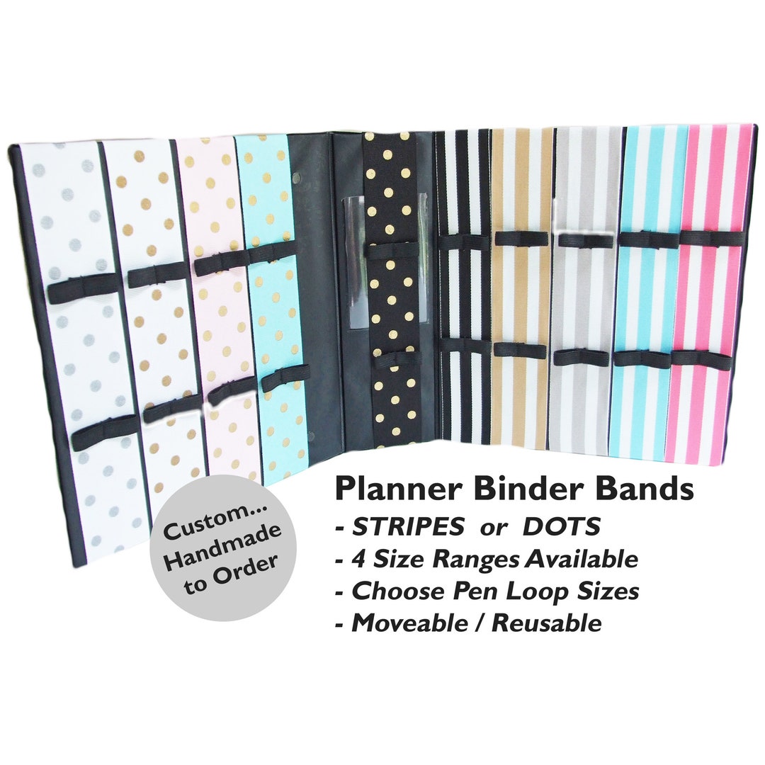 Planner Band Pen Holder for Notebook POLKA DOTS Planner Binder Band, A5 ...