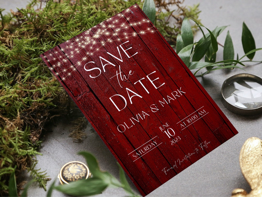 Red Barn Save the Date Template | Rustic Save the Date Template | Boho ...
