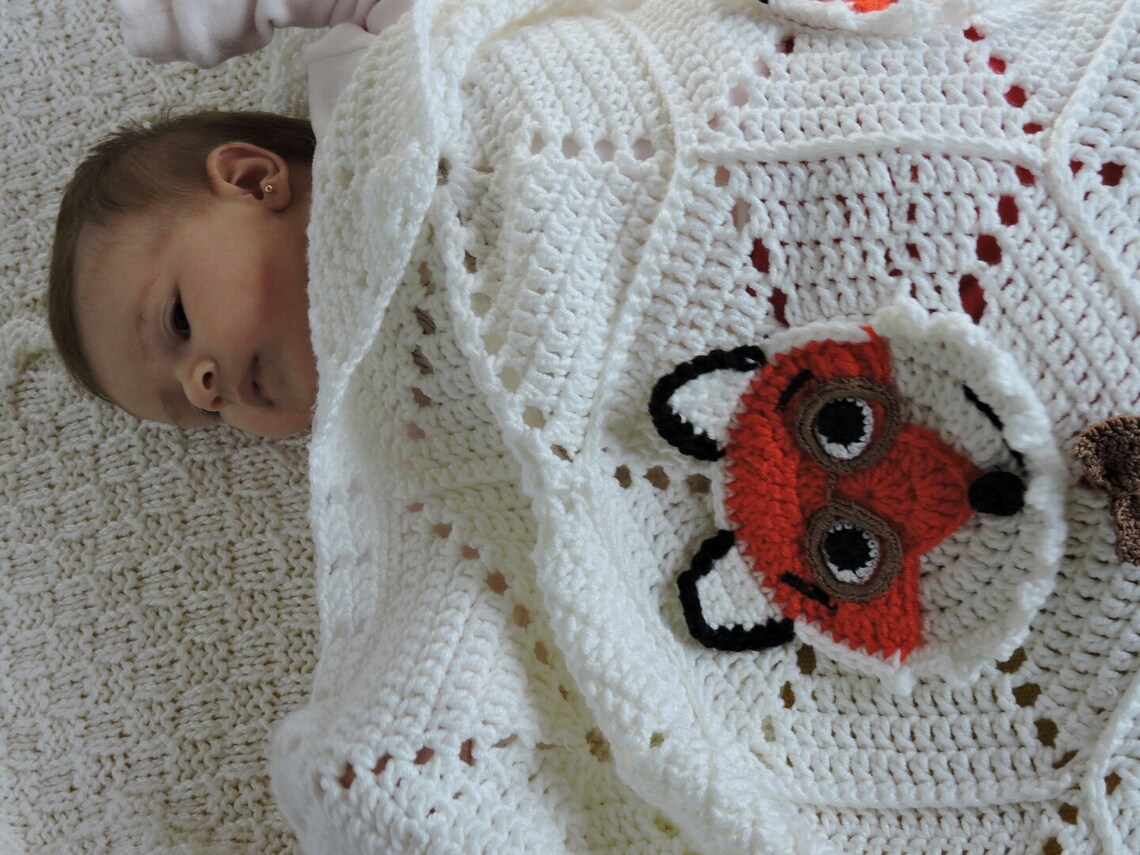 Fox Baby Blanket Crochet Pattern. Fox Family Stroller Blanket Pattern ...