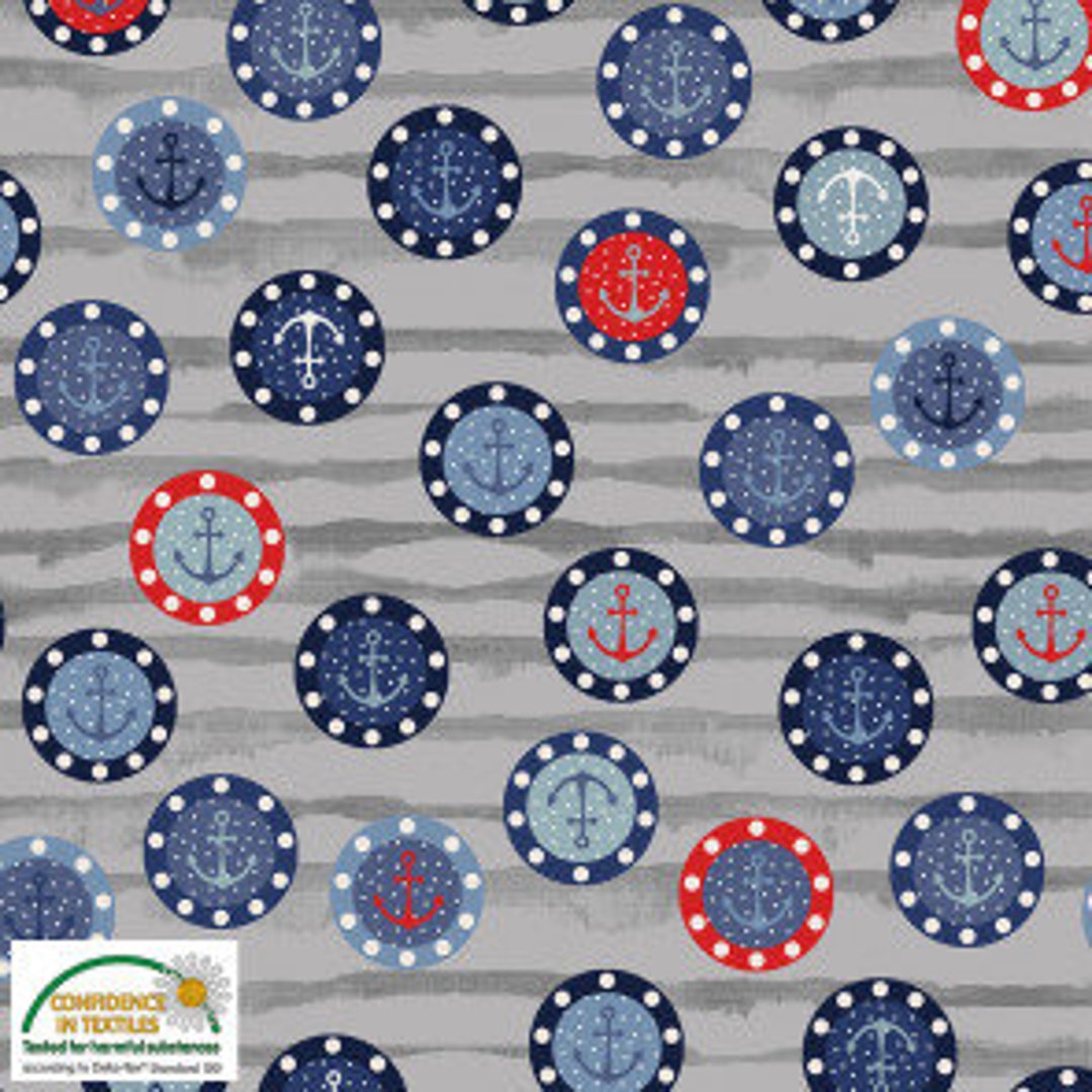 Patchwork Fabric Anchor in Lifebuoy Grey - Etsy
