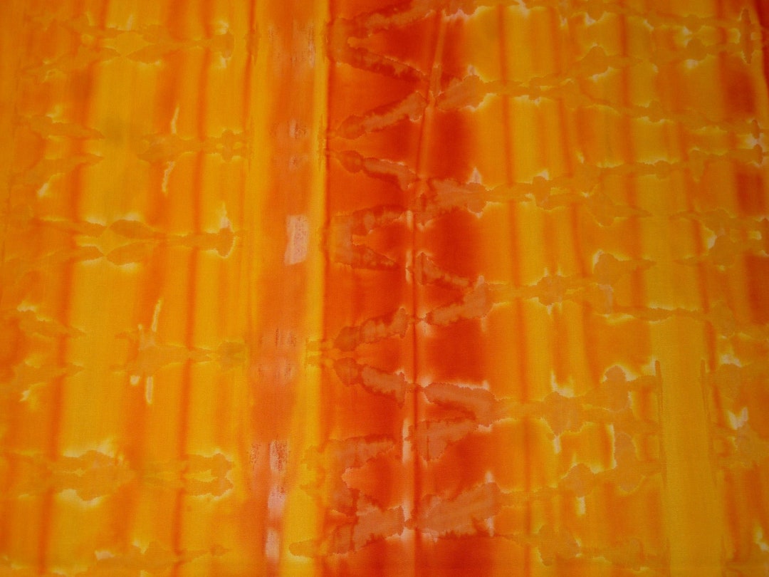 Patchwork Fabric Yellow Orange Batik - Etsy Denmark