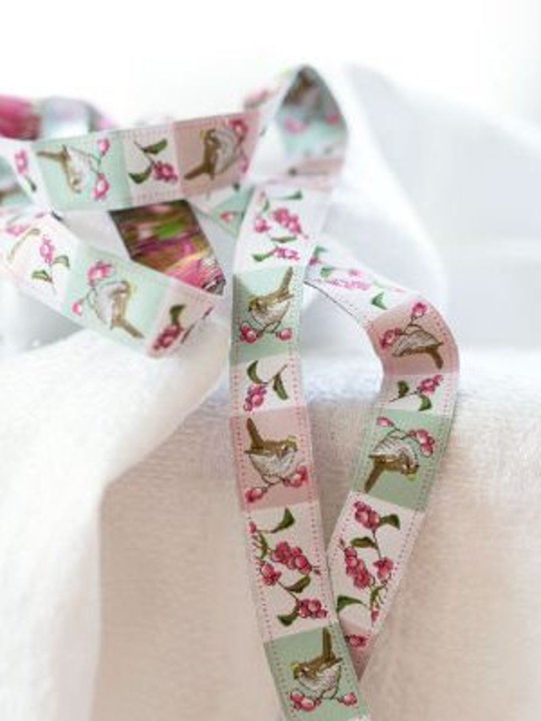 Ribbon Birds With Pink Flowers - Etsy