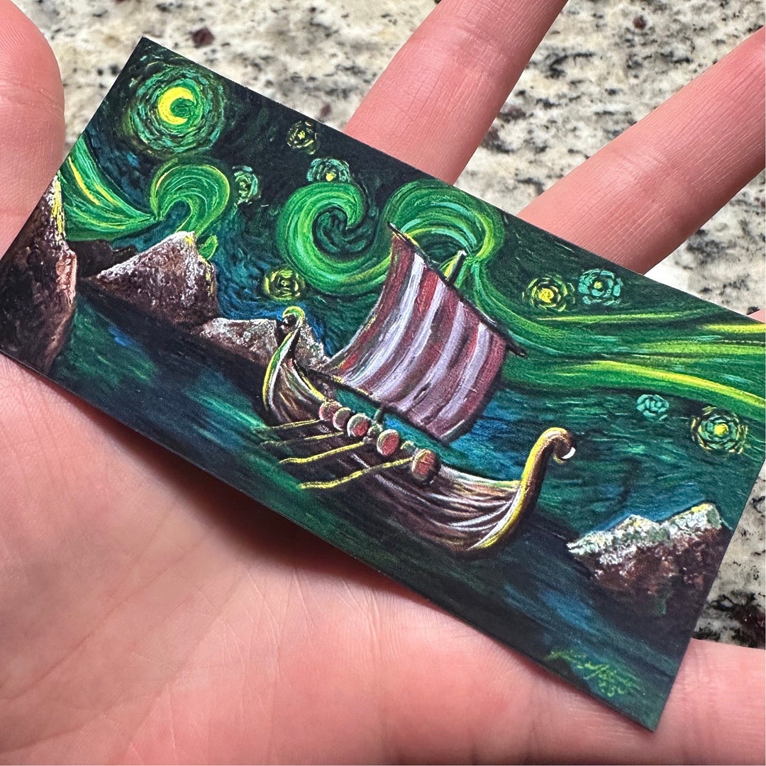 MAGNET Starry Voyage, Viking, Longship, Ship, Art, Refrigerator Magnet ...