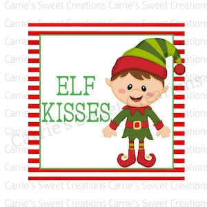 Elf Kisses Boy Elf Printable Tags- Gift Tags- Cookie Tags- Bag Tags ...