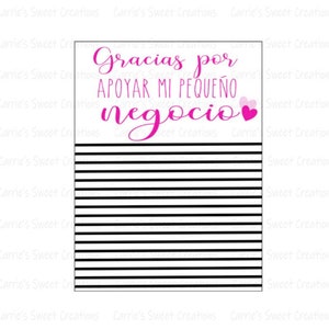 Spanish Thank You for Supporting My Small Business Card- Spanish Thank ...