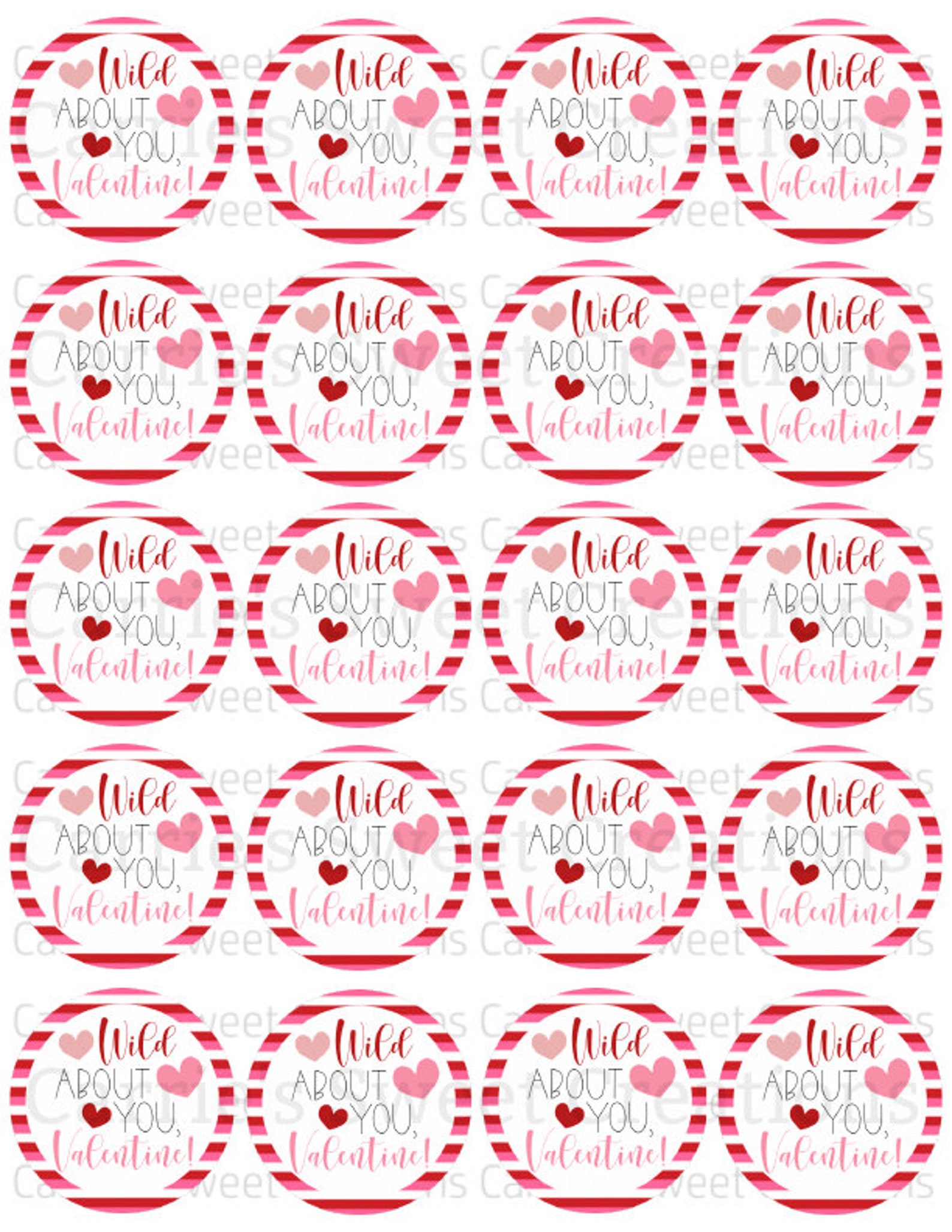 Wild About You Valentine Printable Valentine Tags Digital - Etsy