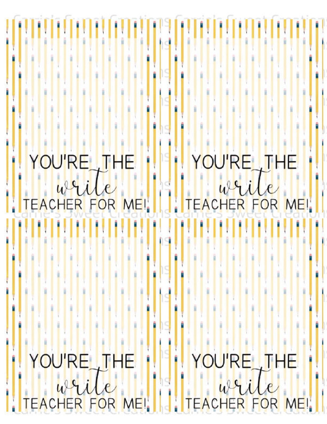 You're The Write Teacher For Me Printable Cookie Card - Etsy France