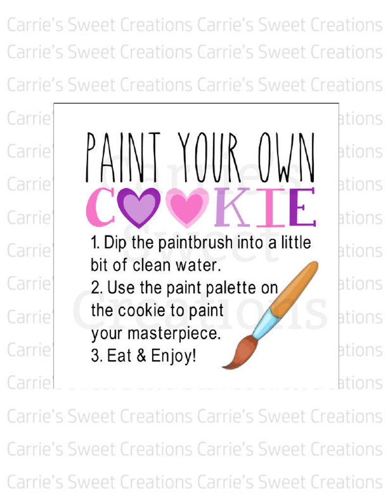 Paint Your Own Cookie Tags Printable Valentine Tags Cookie - Etsy