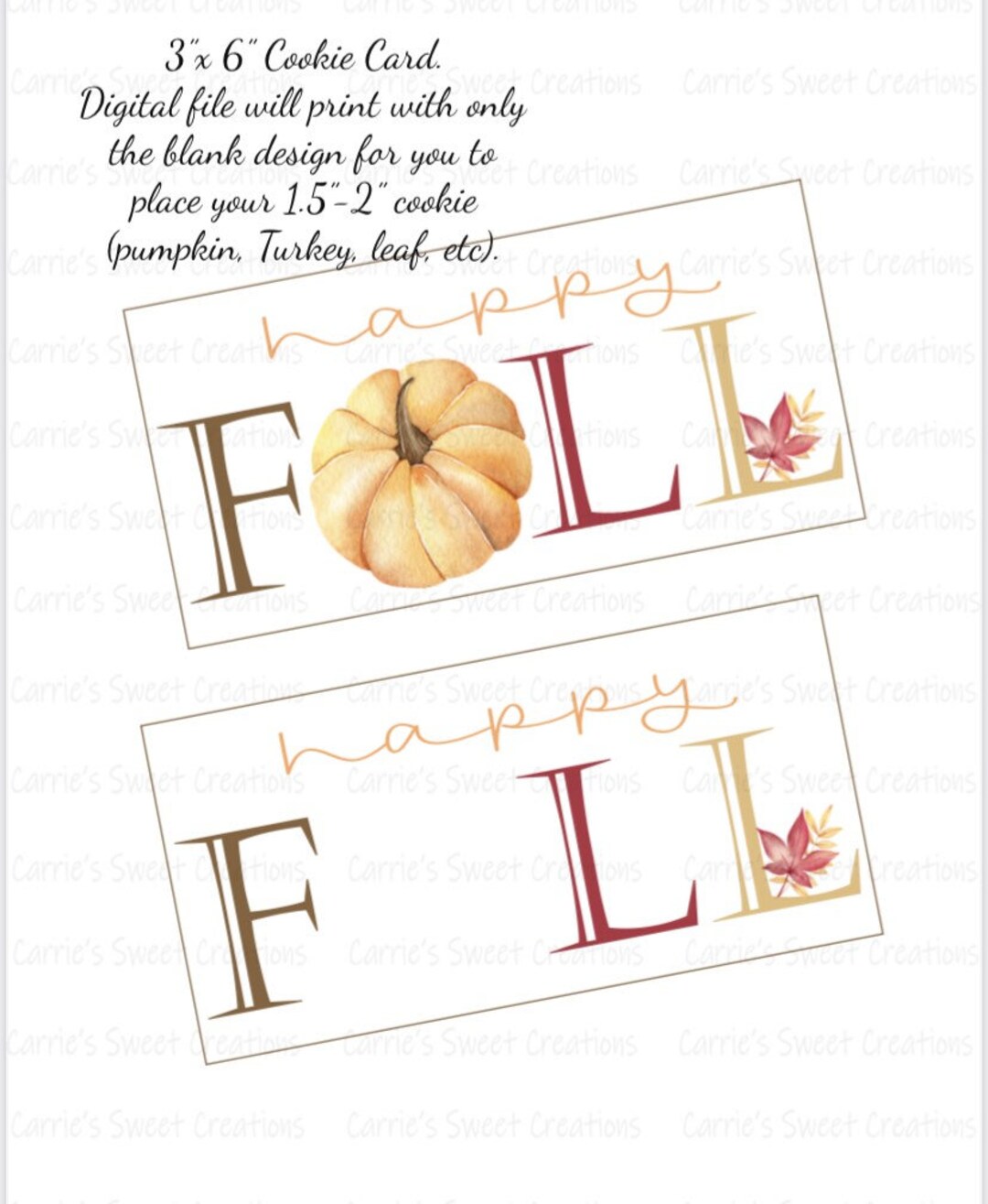 Happy Fall Printable Cookie Card 3x 6 Fall Cookie Card Instant Digital ...