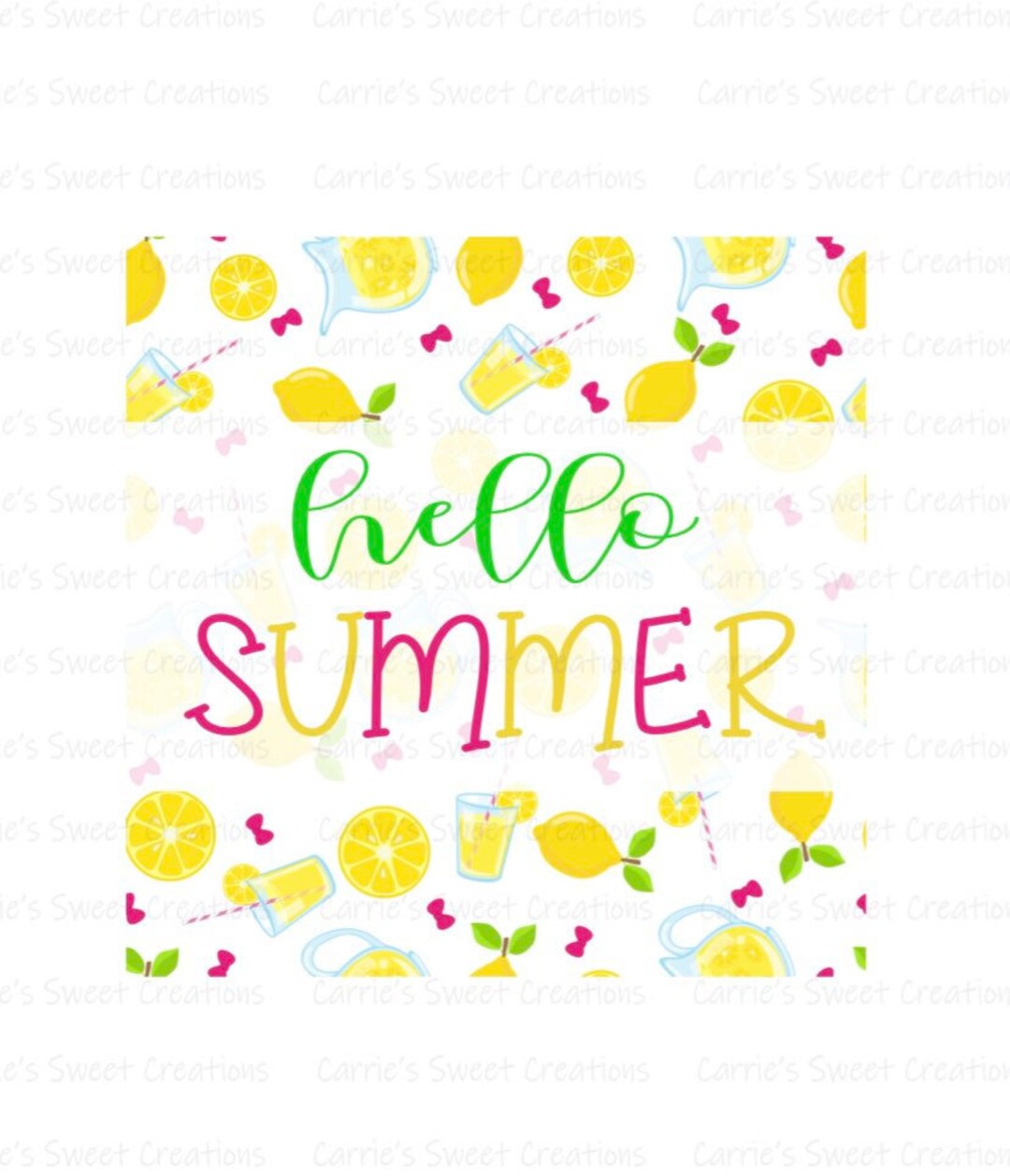 Hello Summer, Gift Tag, Square Tag, Summer Fun, Lemon Printable Design ...