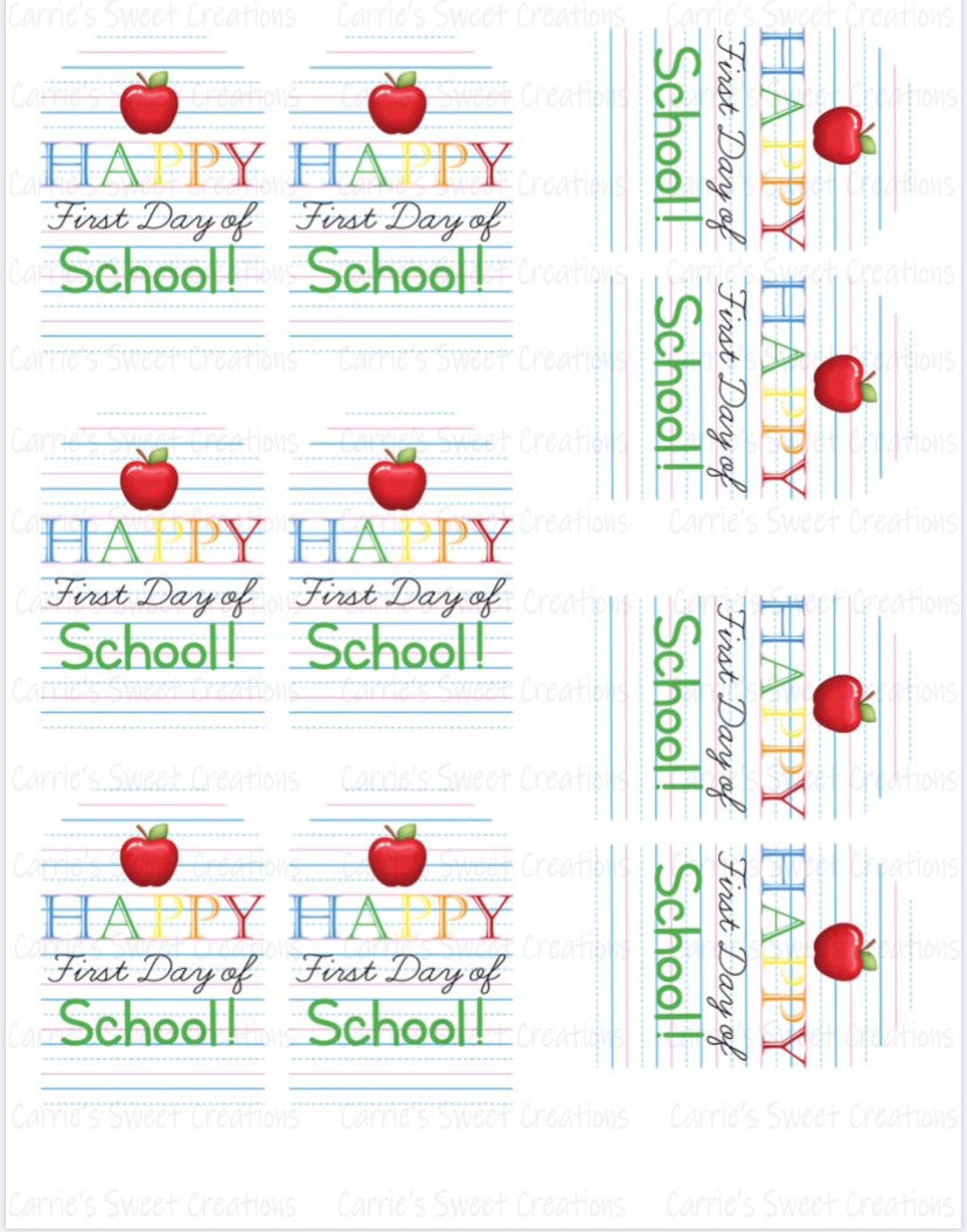 Happy First Day of School Printable Tags Cookie Tags School | Etsy