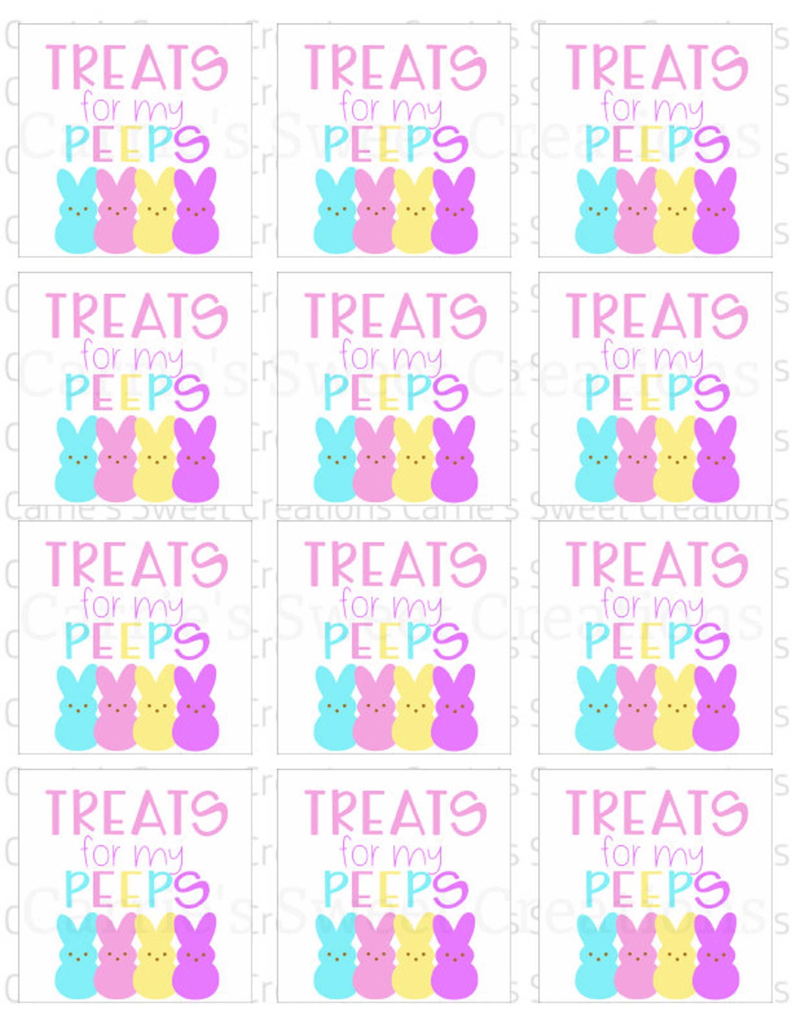 Peeps Printable Tags Treats for My Peeps Gift Tags Happy Easter Gift ...