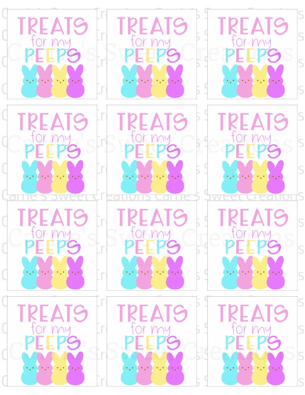 Peeps Printable Tags- Treats for My Peeps Gift Tags- Happy Easter Gift ...