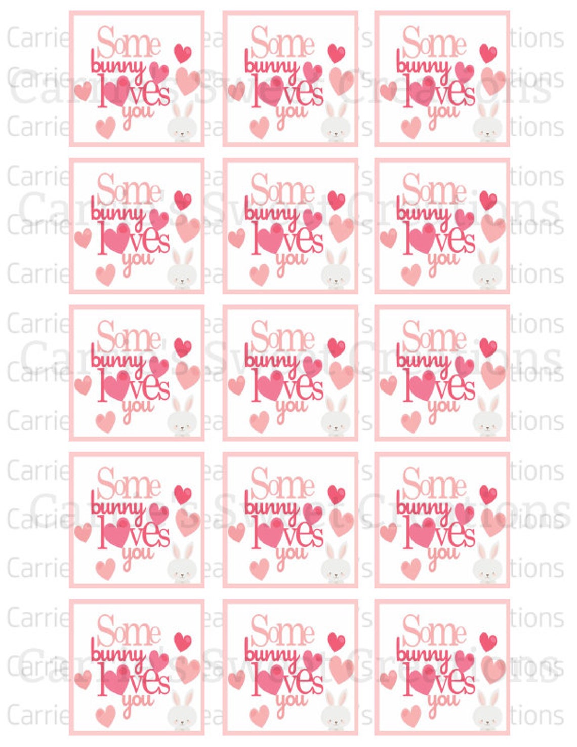 Some Bunny Loves You- Printable Gift Tags- Valentines Day Tags- Digital ...
