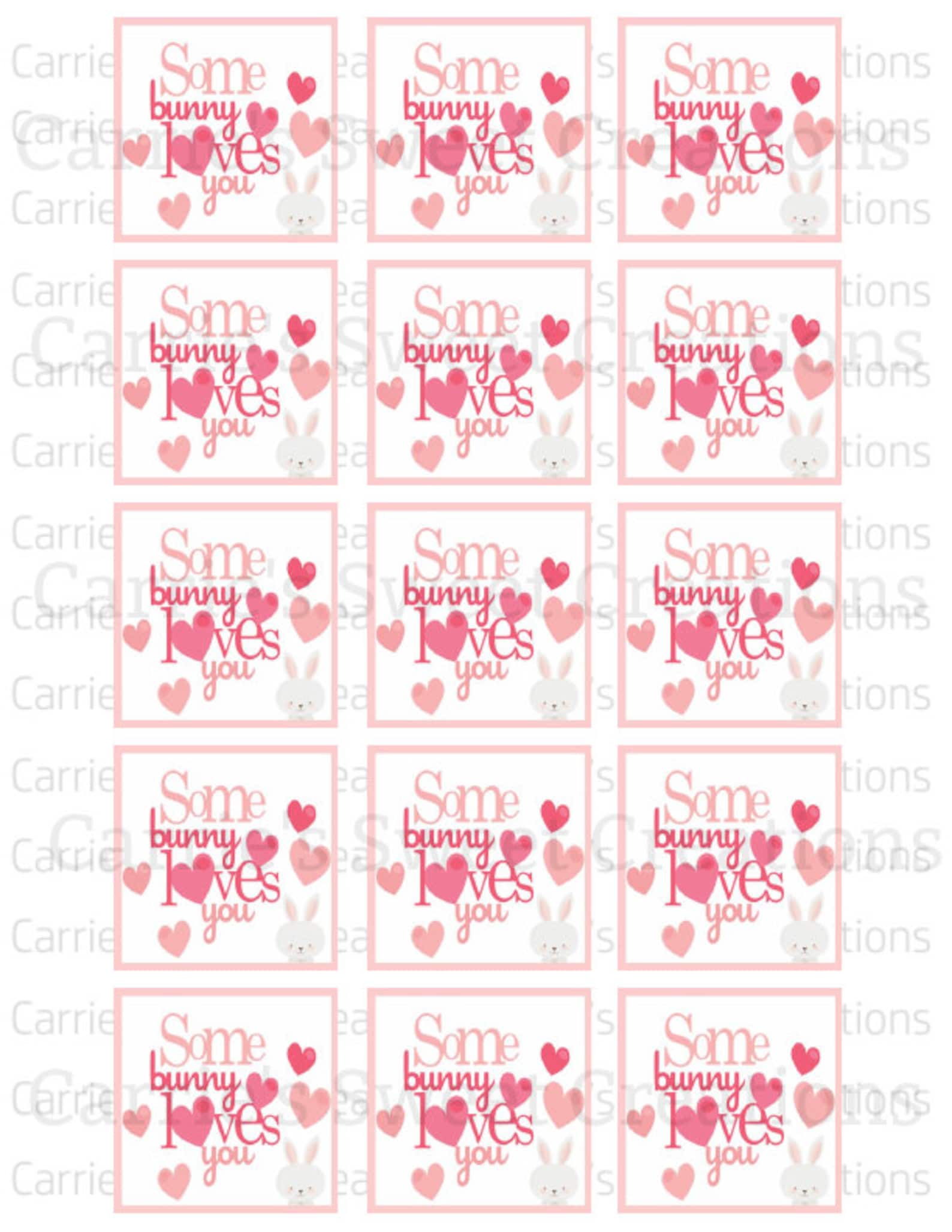 Some Bunny Loves You- Printable Gift Tags- Valentines Day Tags- Digital ...