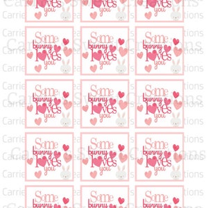 Some Bunny Loves You- Printable Gift Tags- Valentines Day Tags- Digital ...