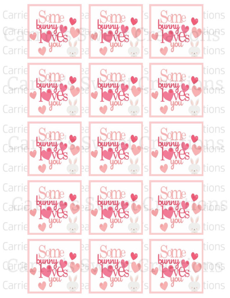 Some Bunny Loves You Printable Gift Tags Valentines Day - Etsy