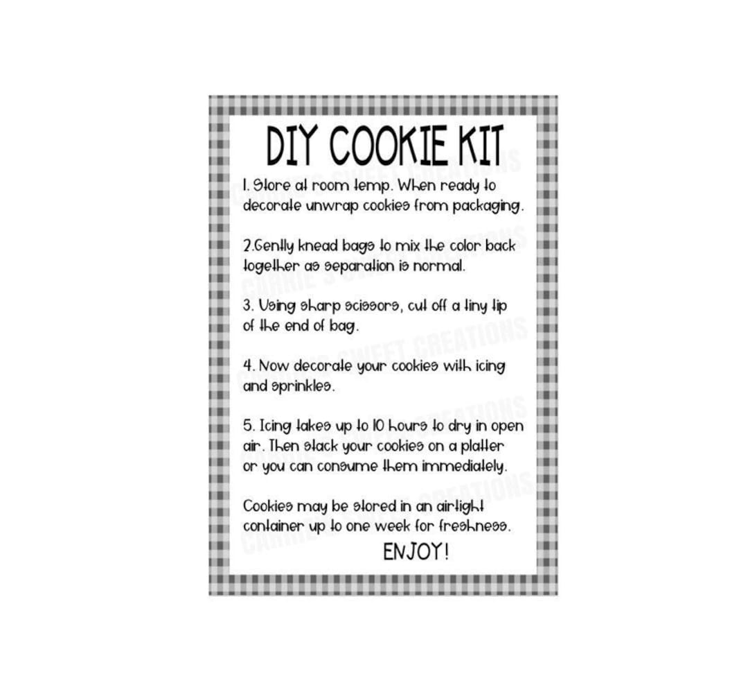 DIY Royal Icing Cookie Kit Printable Card- Cookie Card Instructions ...