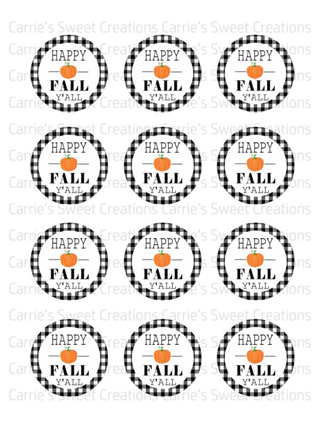 Happy Fall Y'all Gift Tag Printable Circle Tag Cookie - Etsy