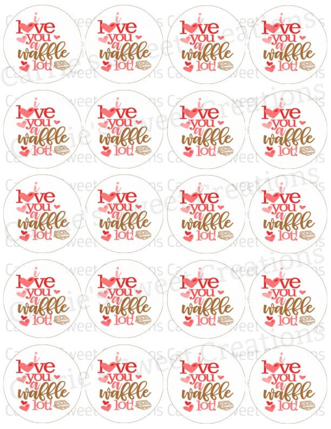 I Love You A Waffle Lot Printable Tag Gift Tag Cookie Tag - Etsy