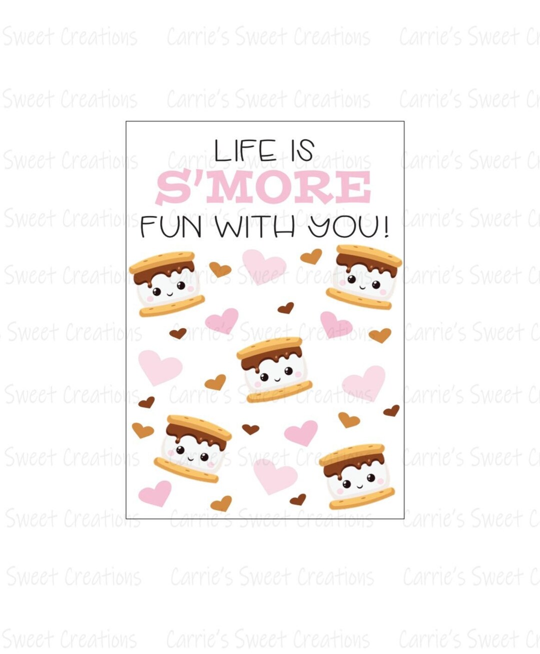 Life is S'MORE Fun With You! Cookie Card Printable 3.5”x 5", Valentine ...