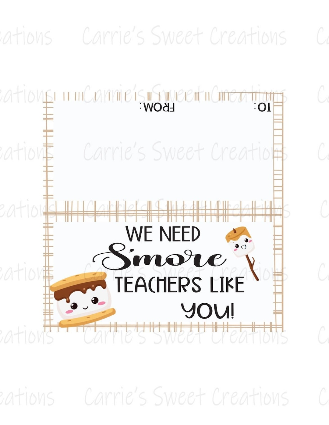 S'more Teachers Like You Bag Topper 3"x3", Valentine's Cookie Topper, S ...