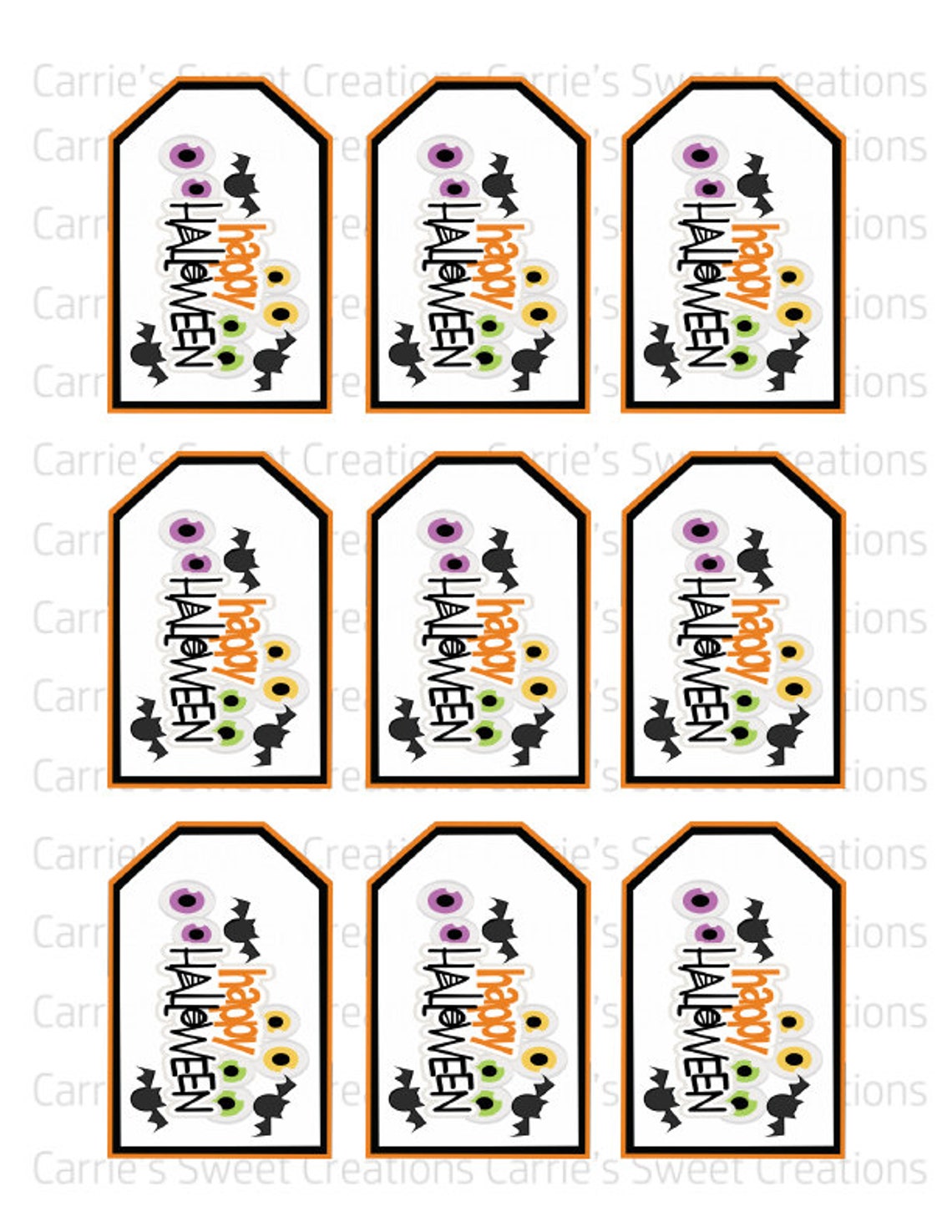 Happy Halloween Gift Tags Printable Cookie Tags Bag Tags | Etsy