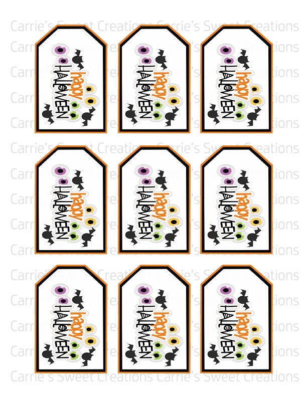Happy Halloween Gift Tags Printable- Cookie Tags- Bag Tags- Digital ...