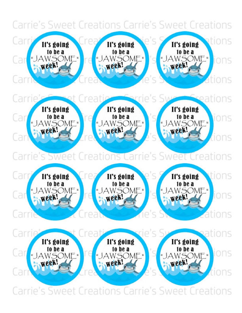 Jawsome Week Printable Tags- It's Going to Be a "jawsome" Week!- Gift ...
