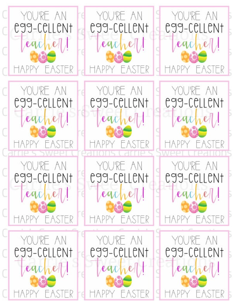 Easter Teacher Printable Tags You're an Eggcellent - Etsy