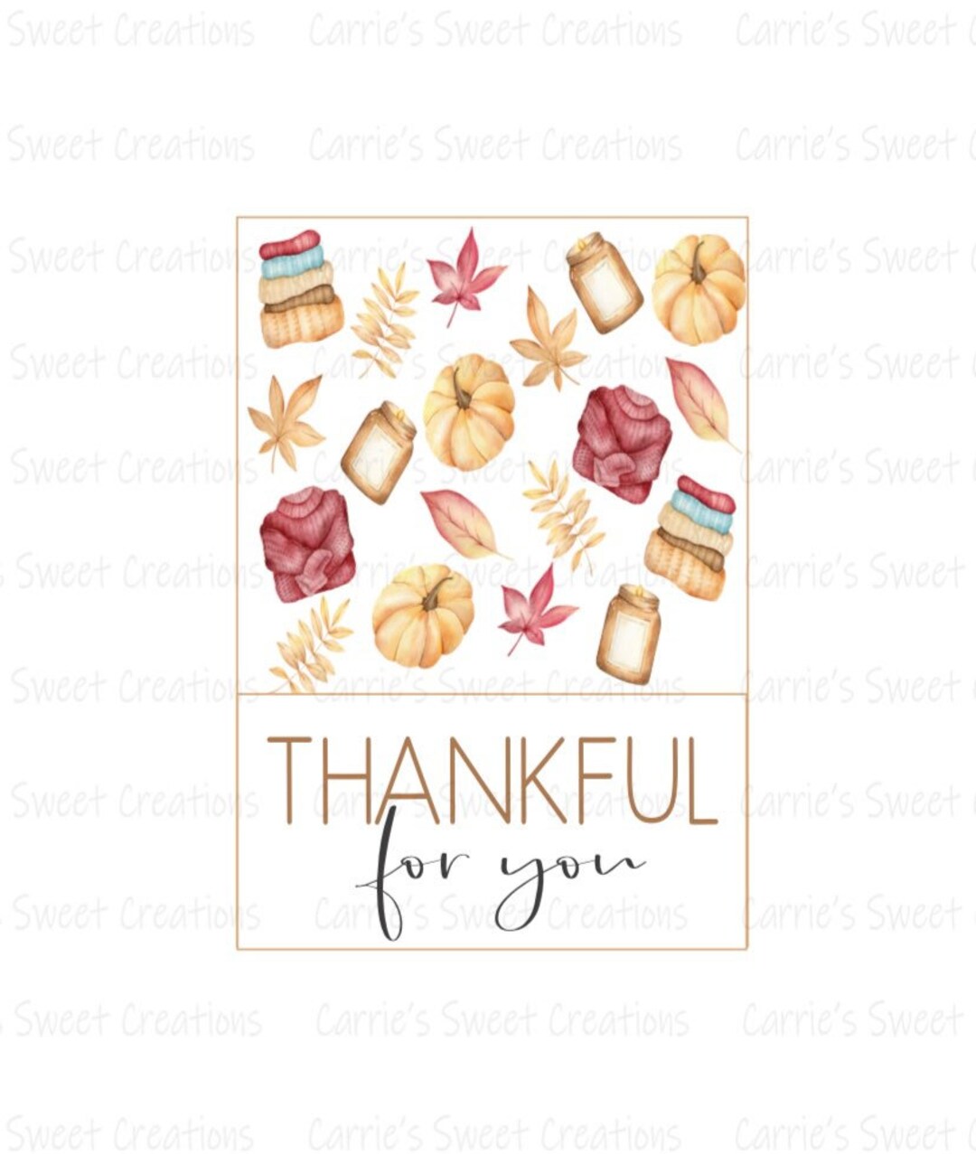 Fall Cookie Card 3.5x5 Thankful for You Cookie Card Fall Theme Card ...