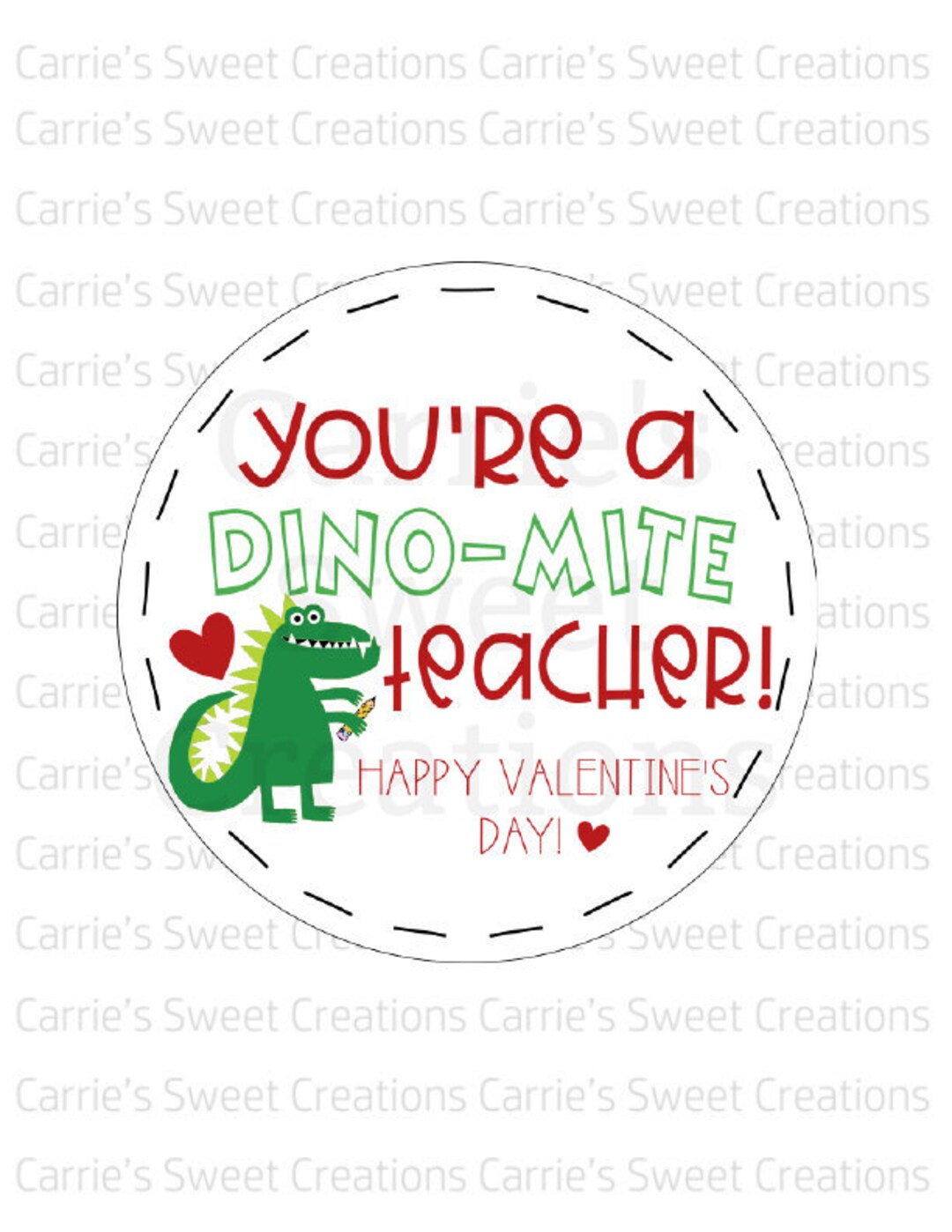 Valentine Teacher Printable Tag You're A Dinomite Teacher Valentine's ...