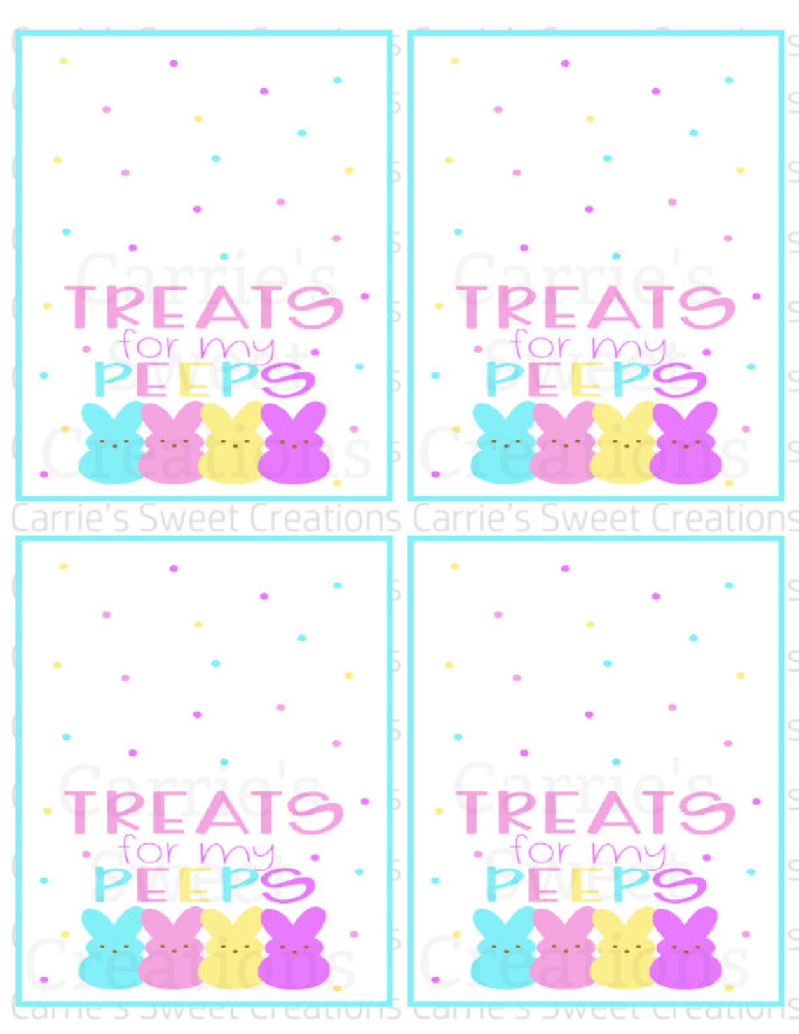Peeps Bag Topper 4x5 Inch Printables Treats for My Peeps - Etsy