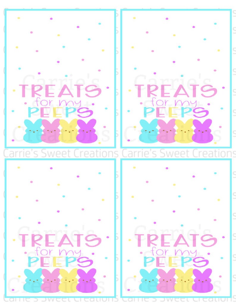 Peeps Bag Topper 4x5 Inch Printables Treats for My Peeps - Etsy