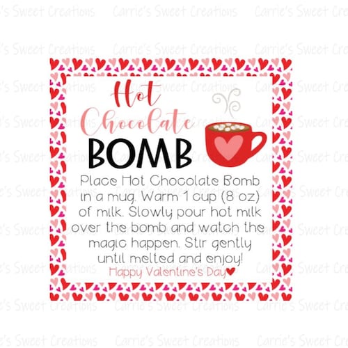 EDITABLE Valentine Hot Chocolate Bomb Tag Valentine Hot Cocoa - Etsy