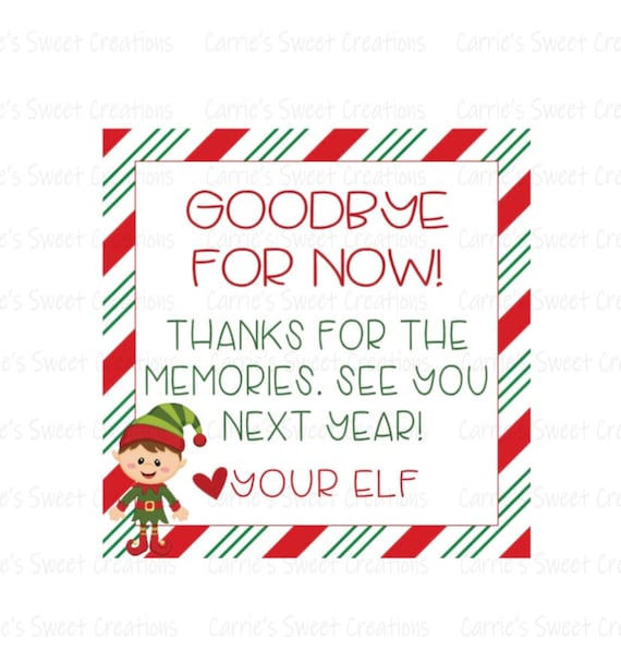 Elf Goodbye Printable Tags Gift Tags Cookie Tags Bag Tags | Etsy