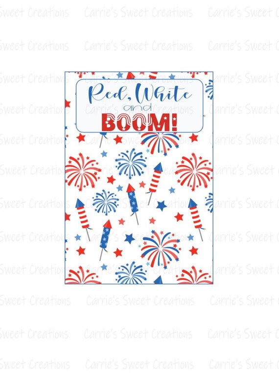 Red White and Boom Printable Cookie Card 3.5 X 5 | Etsy