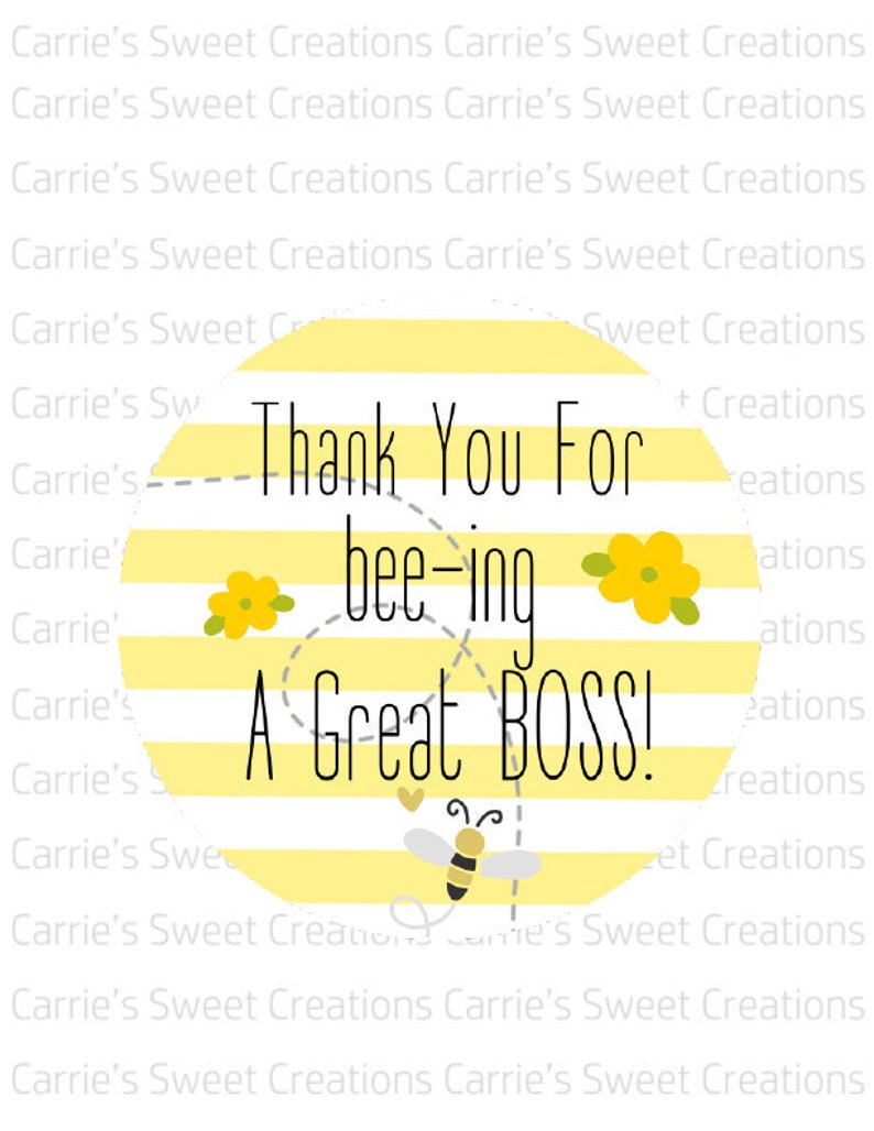 Thank You for Beeing A Great Boss Printable Tags- Cookie Tags- Happy ...