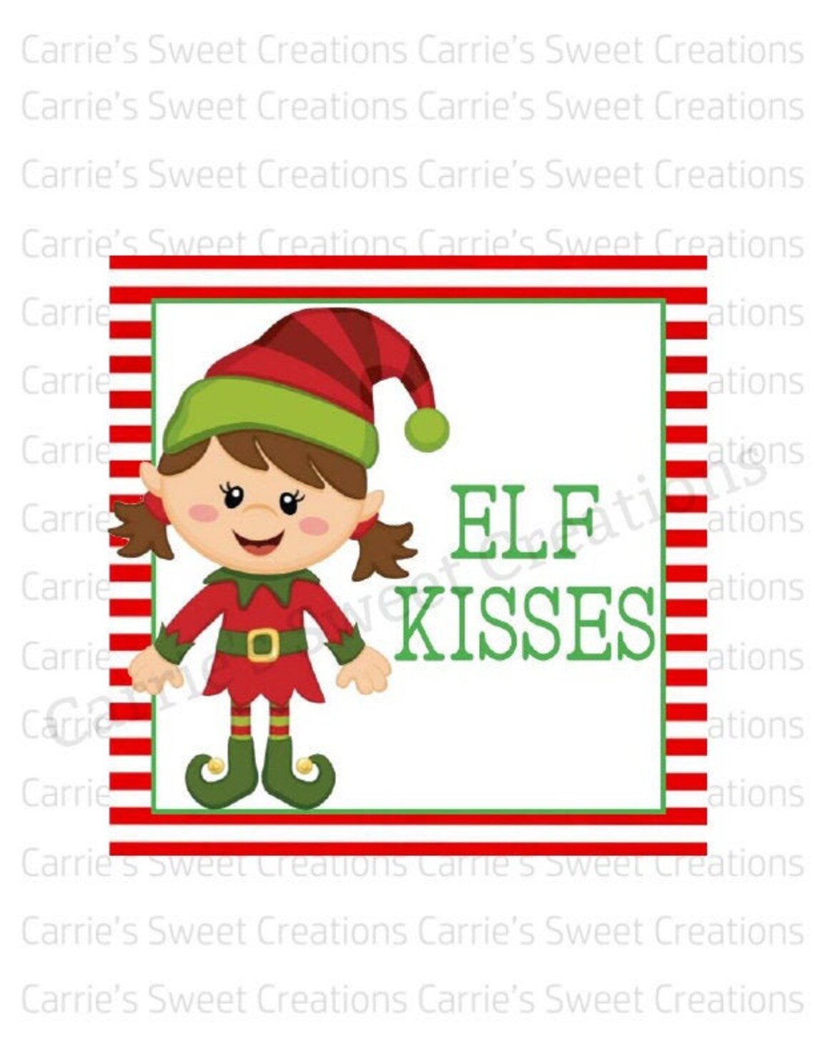 Elf Kisses Girl Elf Printable Tags Gift Tags Cookie Tags - Etsy