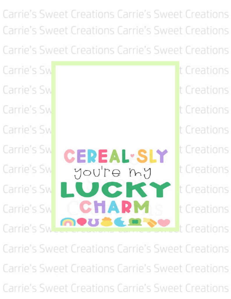 St. Patrick's Day Printable Gift Tag- Cerealsly You're My Lucky Charm ...