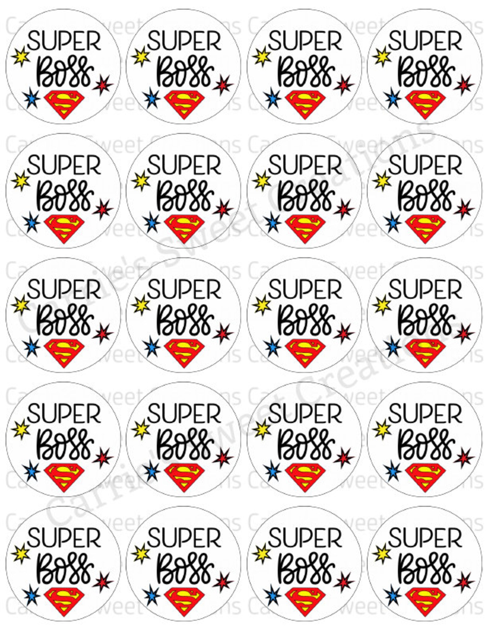 Super Boss Printable Tags- Cookie Tags- Boss's Day Party Tags- Digital ...