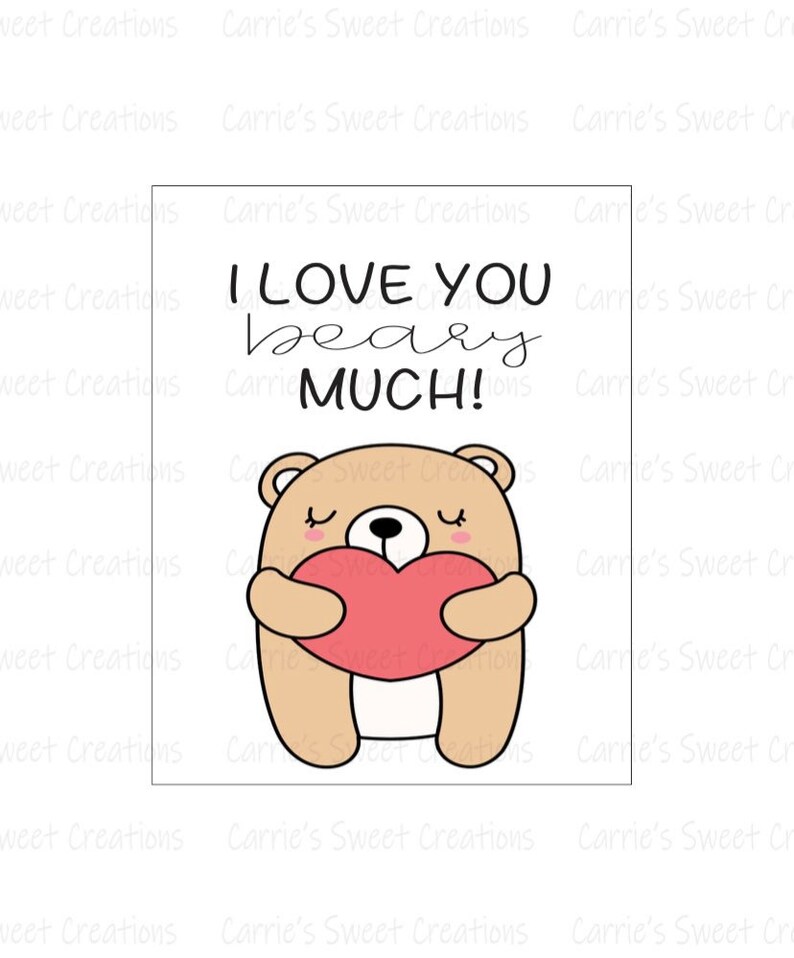 Valentines Day Printable Gift Tags I Love You Beary Much - Etsy